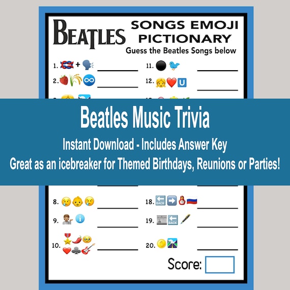 Beatles Trivia Games Beatles Party Games British Party - Etsy