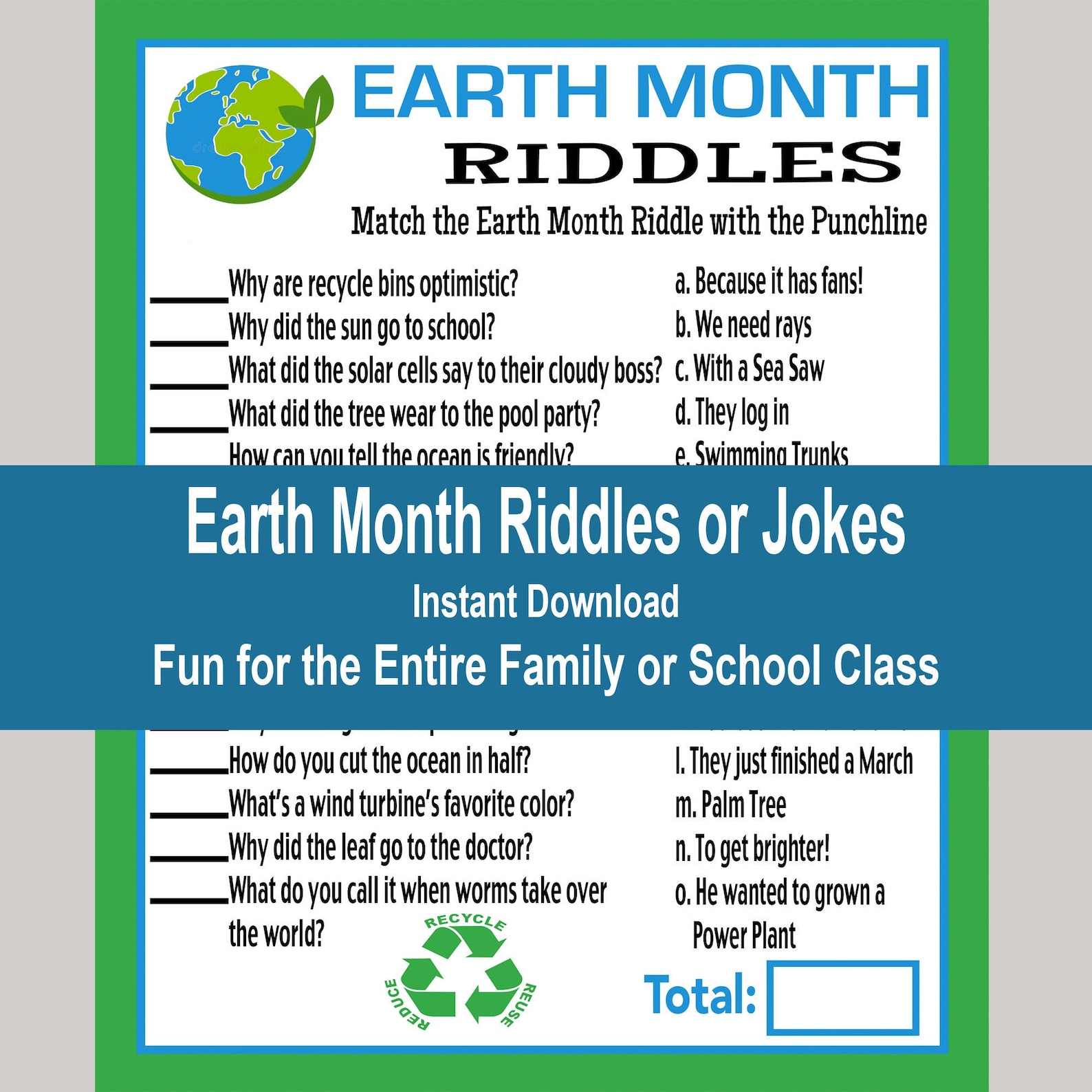 Earth Month Riddles Game, Earth Day School Games 2021, Kids Earth Day ...