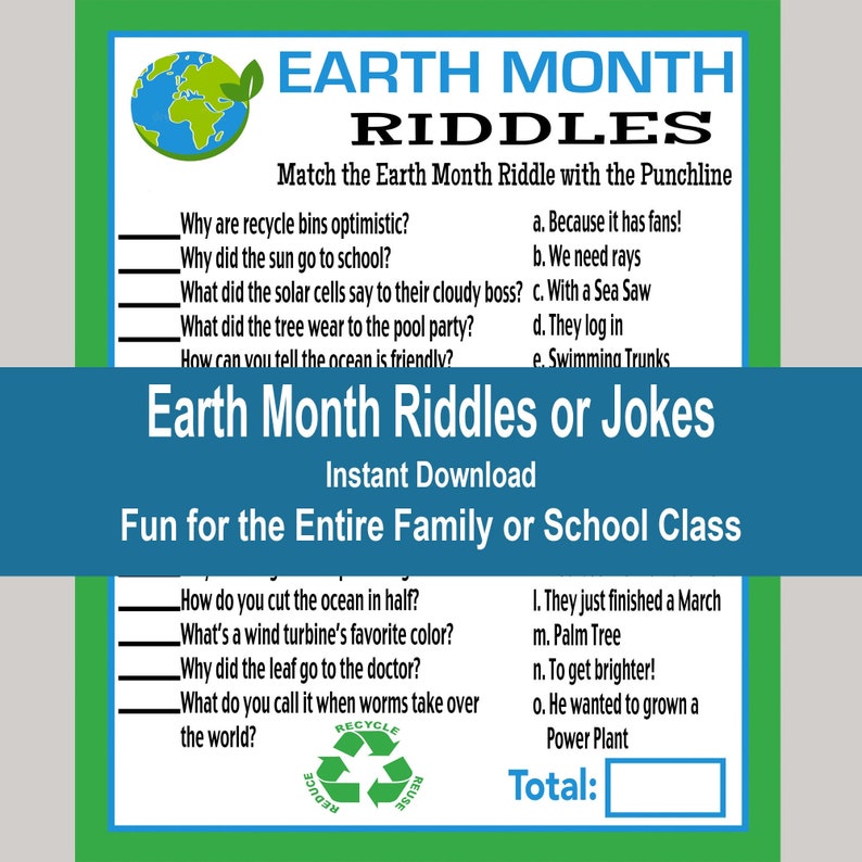 Earth Month Riddles Game, Earth Day School Games 2021, Kids Earth Day ...