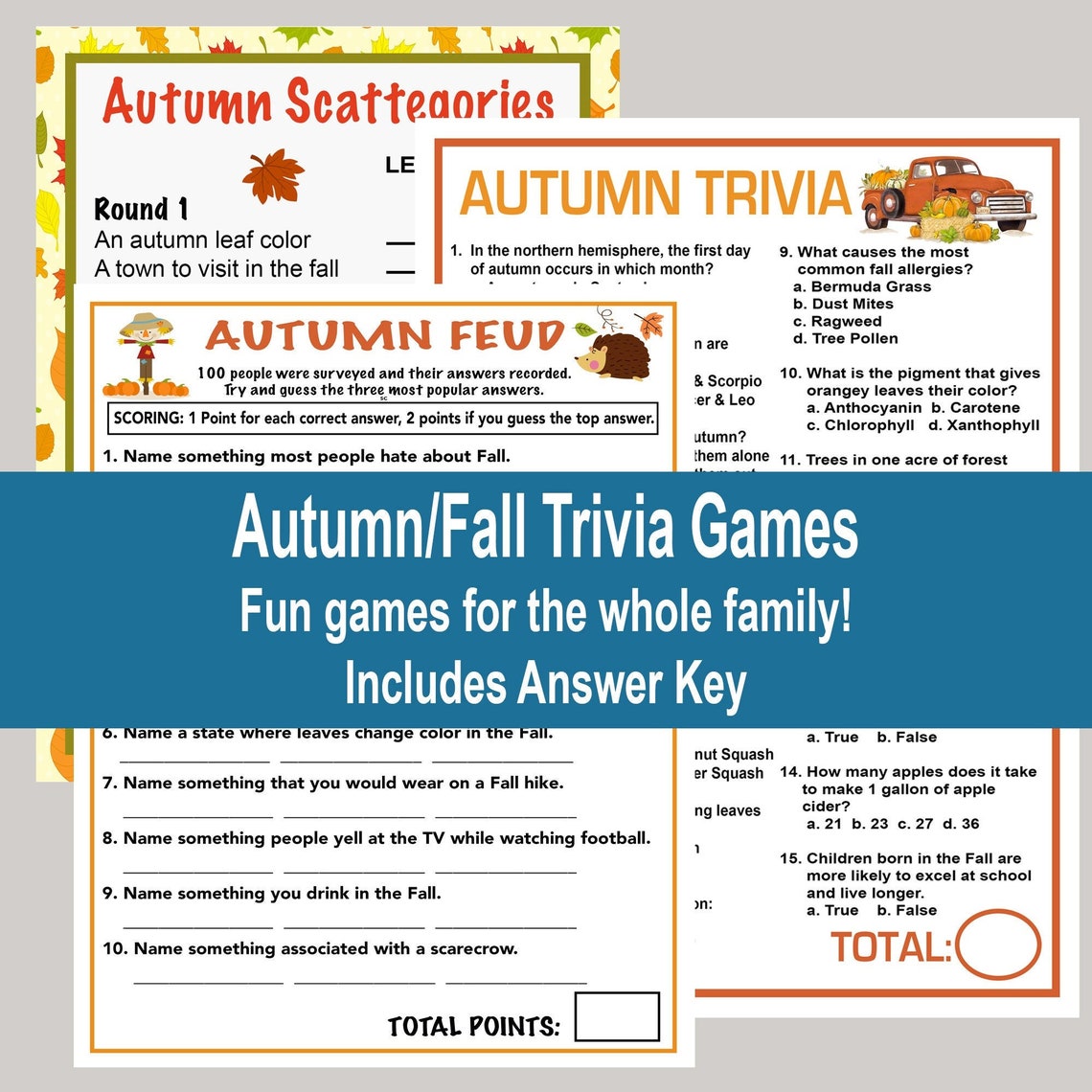 Autumn Trivia Games, Autumn Feud Game, Fall Trivia, Fall Family Feud ...