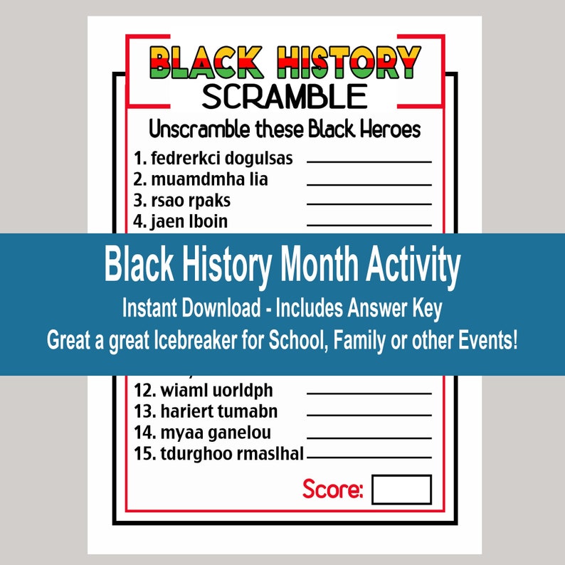 Black History Month Game, Black History Scramble, African American ...
