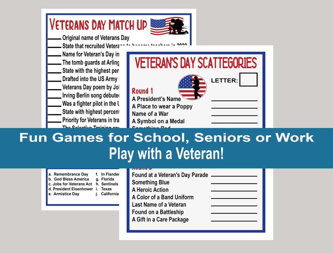 Veterans Day Games, Veterans Day Trivia, Veterans Day Classroom ...