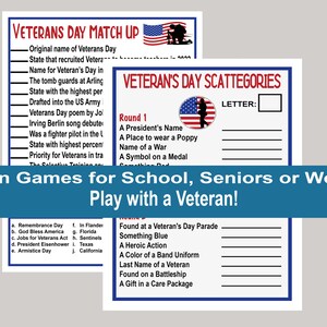 Veterans Day Games, Veterans Day Trivia, Veterans Day Classroom ...