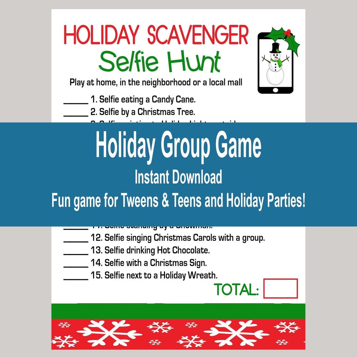 Holiday Scavenger Hunt Game, Holiday Group Game, Scavenger Hunt for ...