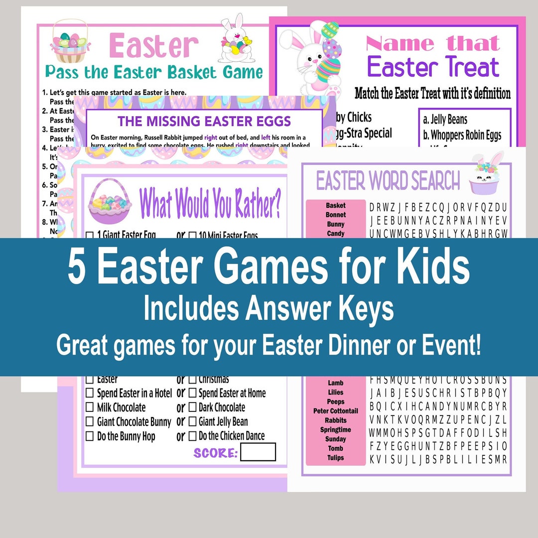 Easter Games for Kids Bundle, Printable Easter Children's Games, Easter ...