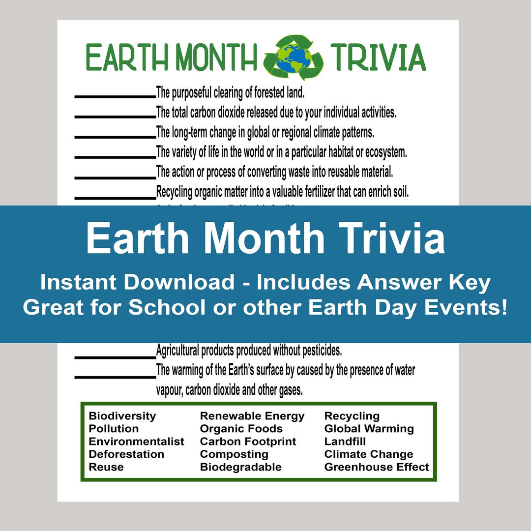Earth Day Trivia, Earth Month Trivia Games, School Activities for Earth ...