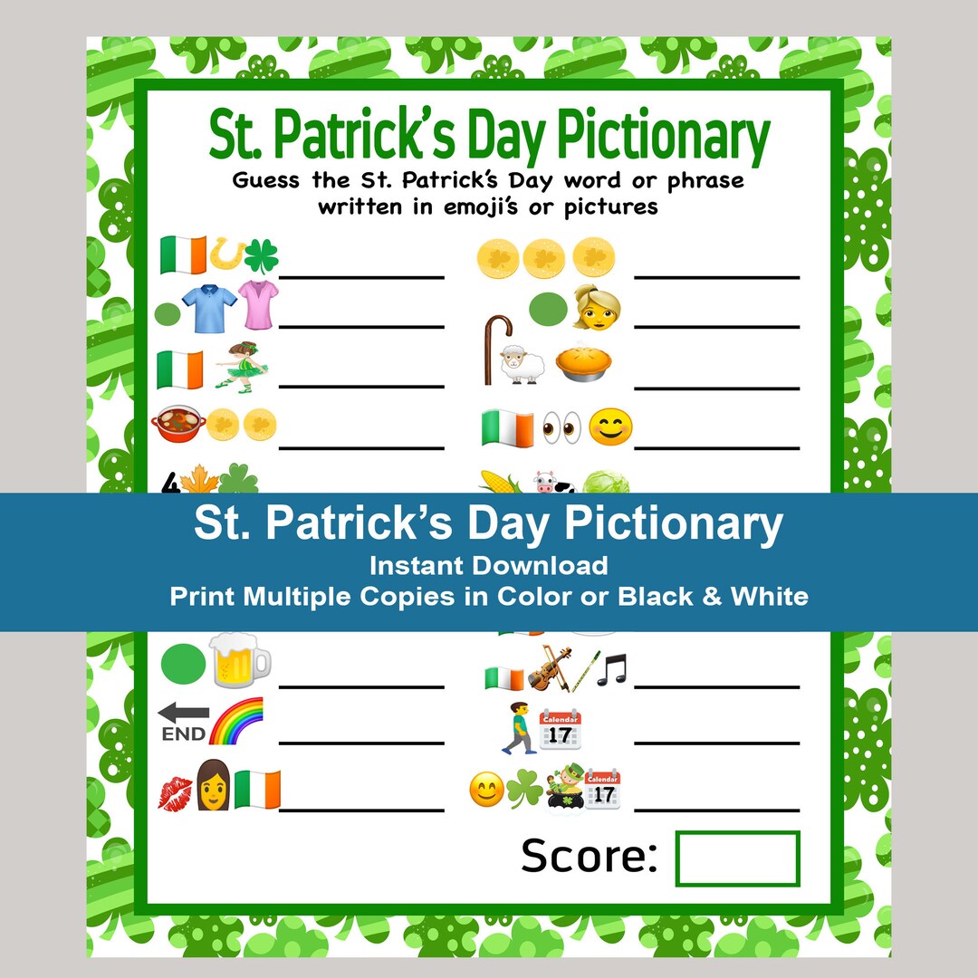 St Patricks Day Game, St Patrick's Day Emoji Pictionary, St Patricks ...