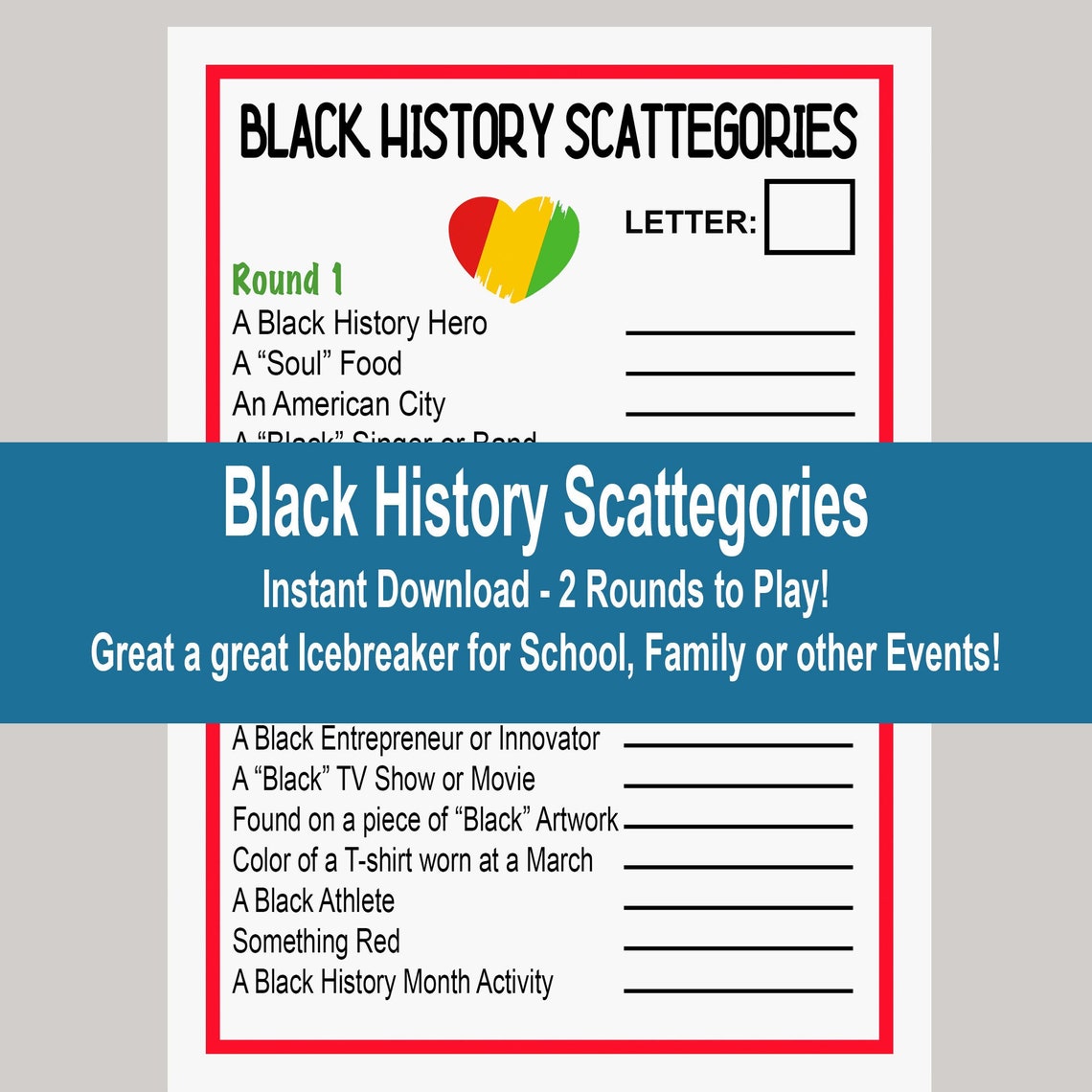 Black History Month Scattegories, Black History Month Activity, Black ...