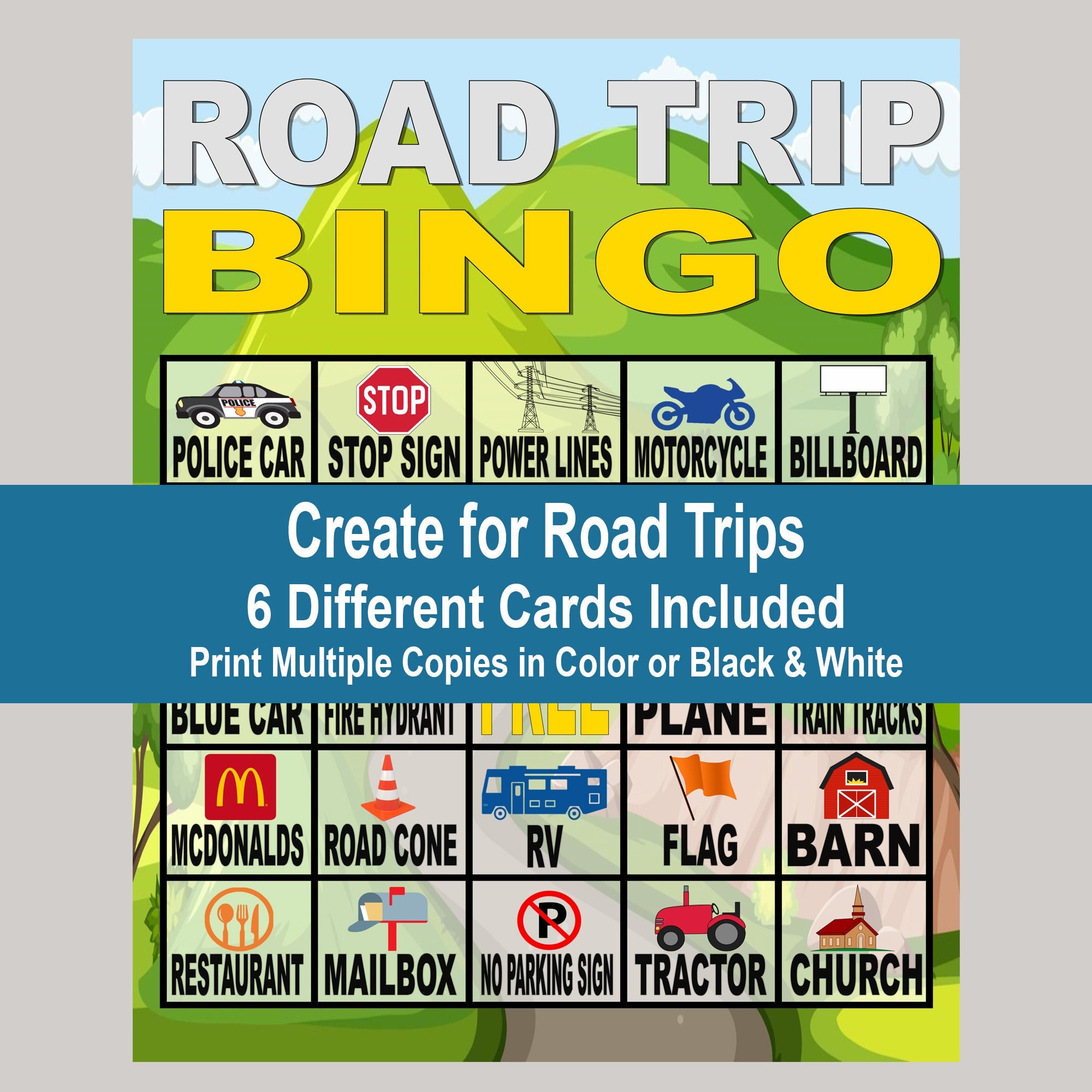 Road Trip Bingo, Game for Summer Trips, Kids Travel Game, Family Road ...