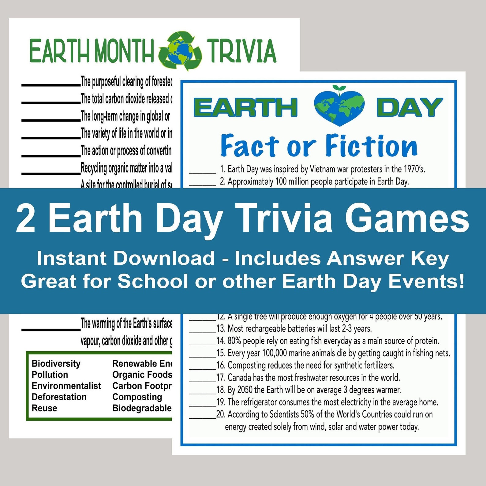Earth Day Trivia Games, Printable Earth Day Quiz, Environment Trivia ...