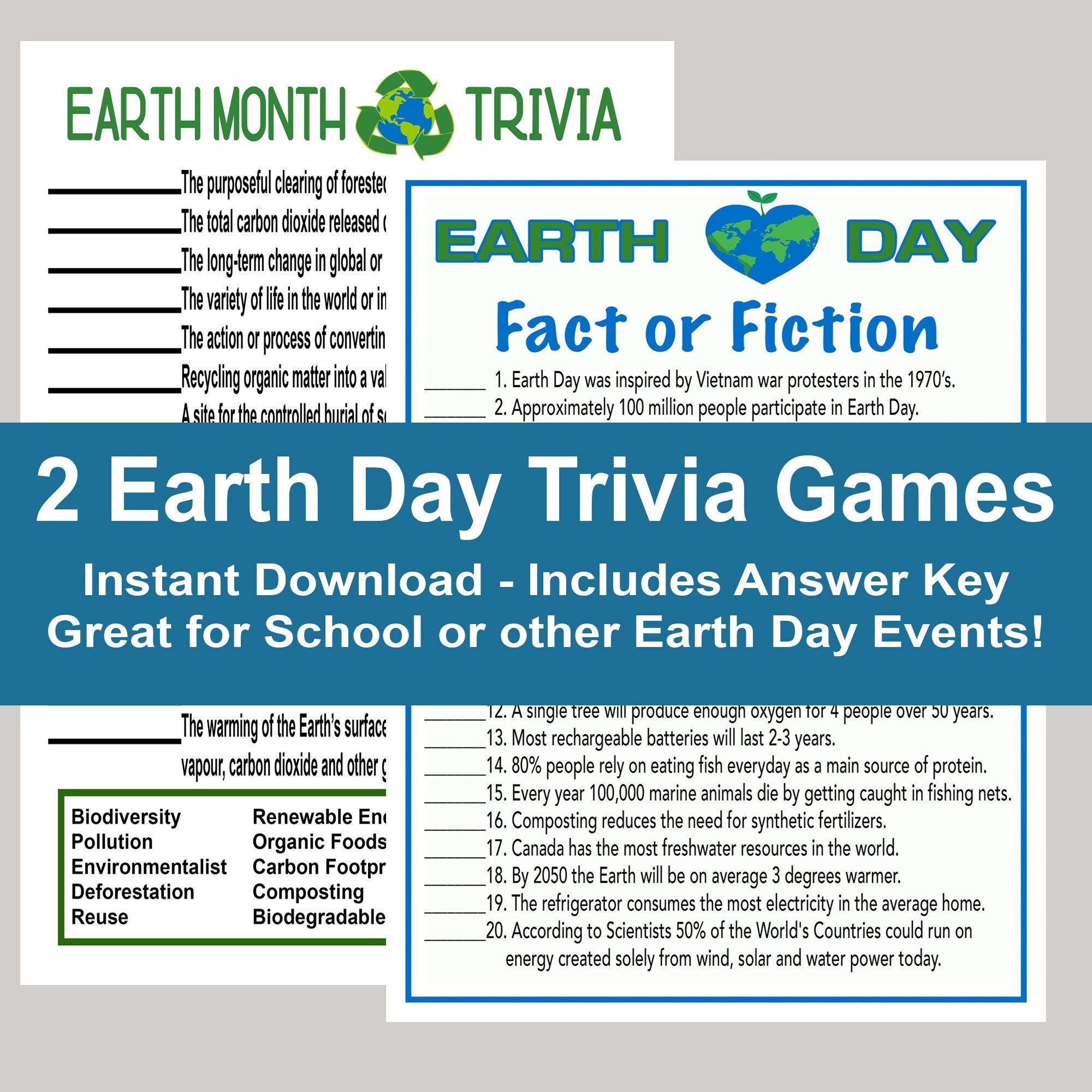 Earth Day Trivia Games, Printable Earth Day Quiz, Environment Trivia ...