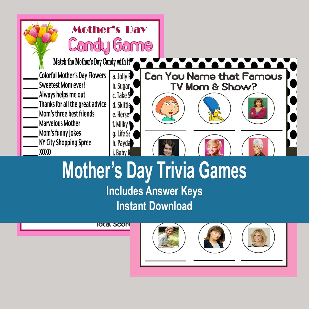 Mothers Day Trivia Games, Mother's Day Party Games, Mother's Day ...
