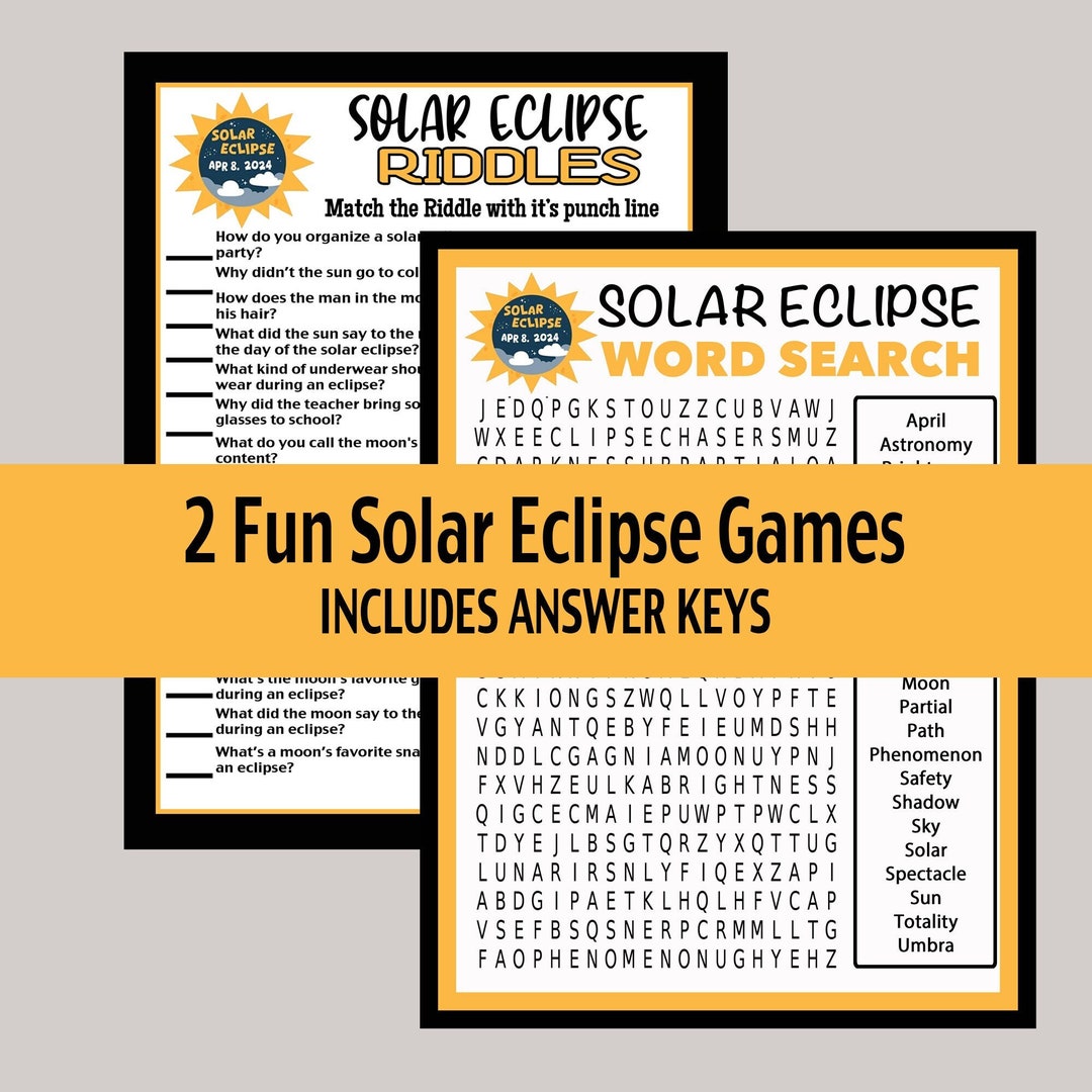 Solar Eclipse Games , Solar Eclipse 2024, Eclipse Party, Solar Game for ...