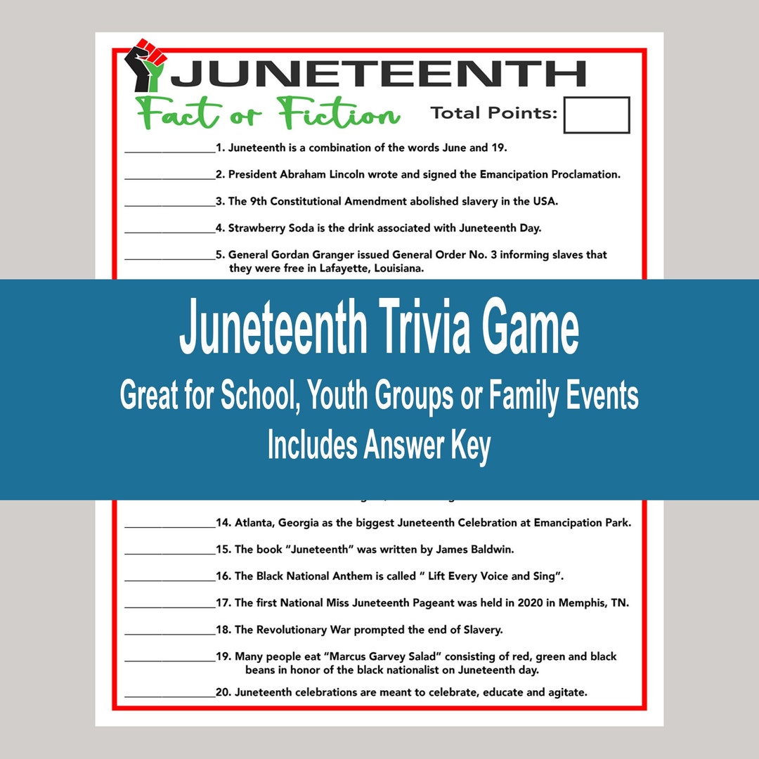 Juneteenth Trivia Game, Juneteenth Activity, Juneteenth School Game ...