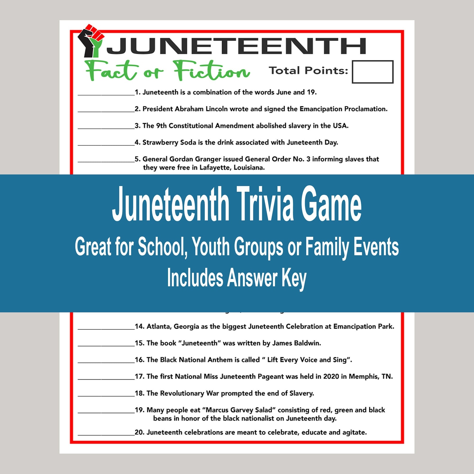 Juneteenth Trivia Game, Juneteenth Activity, Juneteenth School Game ...