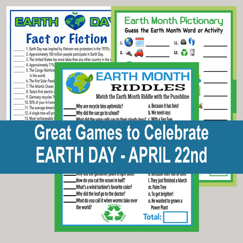 Earth Day Trivia Games Printable Earth Day Quiz Earth Day - Etsy