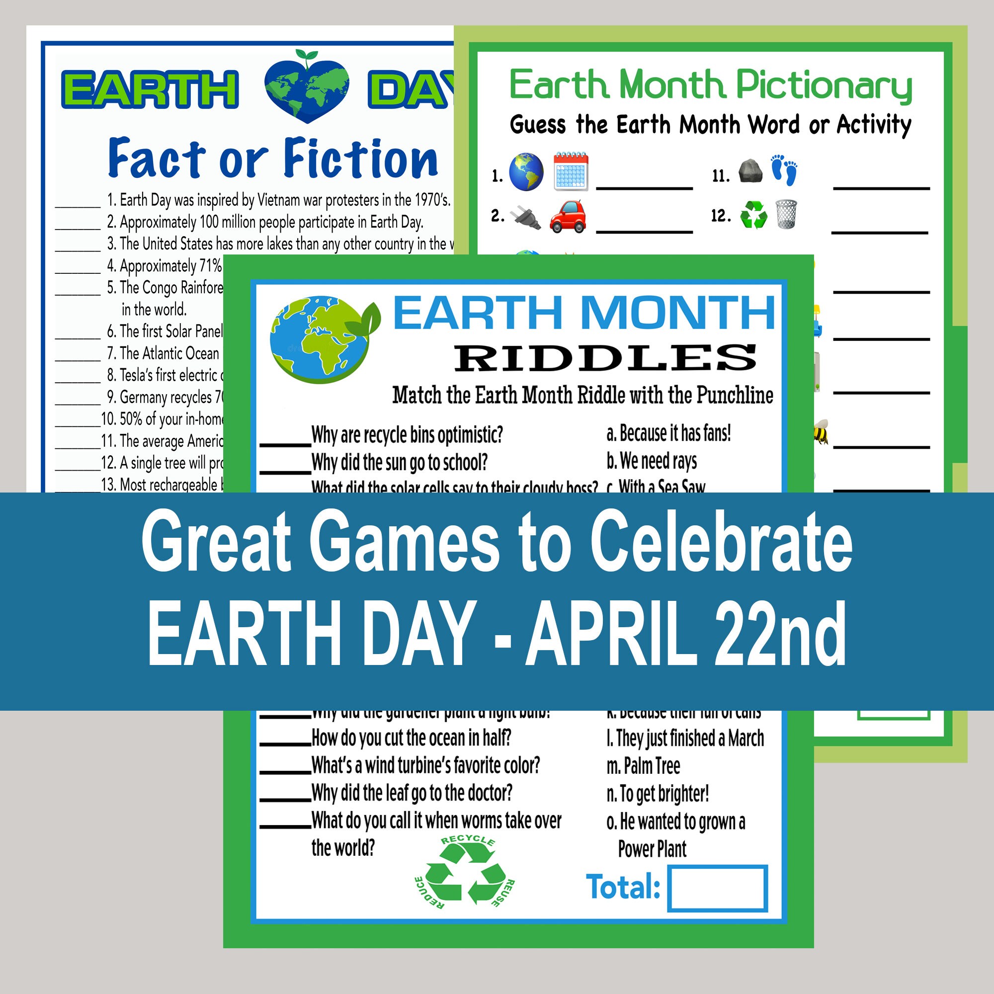 Earth Day Trivia Games Printable Earth Day Quiz Earth Day - Etsy