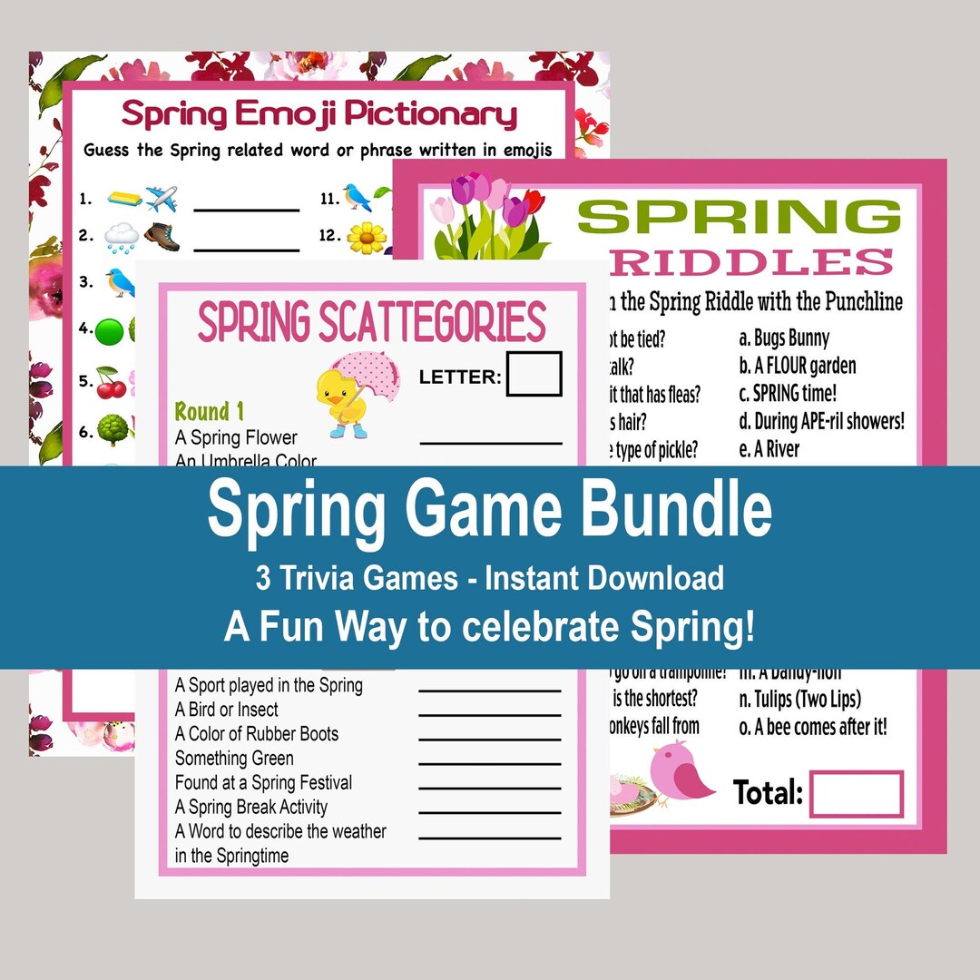 Spring Games, Spring Emoji Pictionary, Spring Jokes, Spring ...