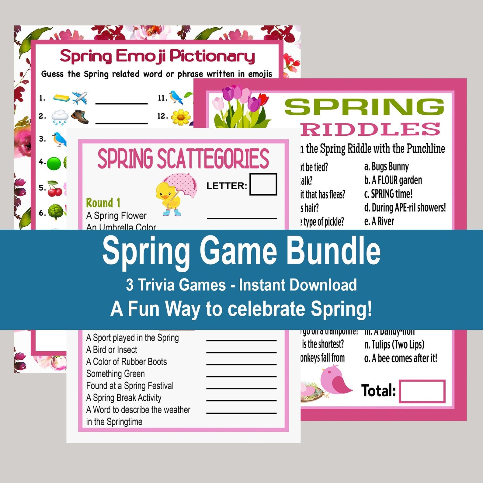 Spring Games, Spring Emoji Pictionary, Spring Jokes, Spring ...