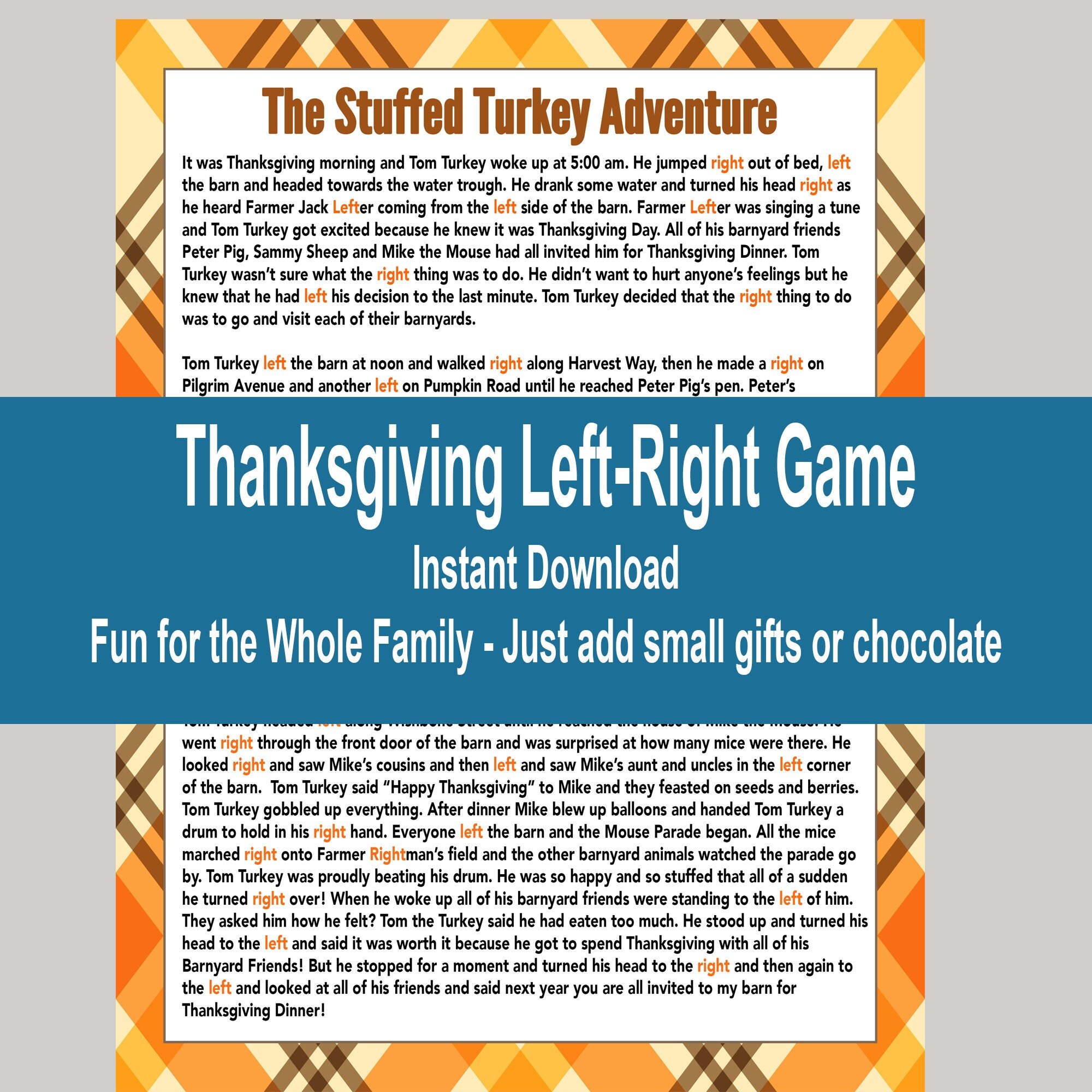 Thanksgiving Left-right Game, Thanksgiving School Games, 2023 ...