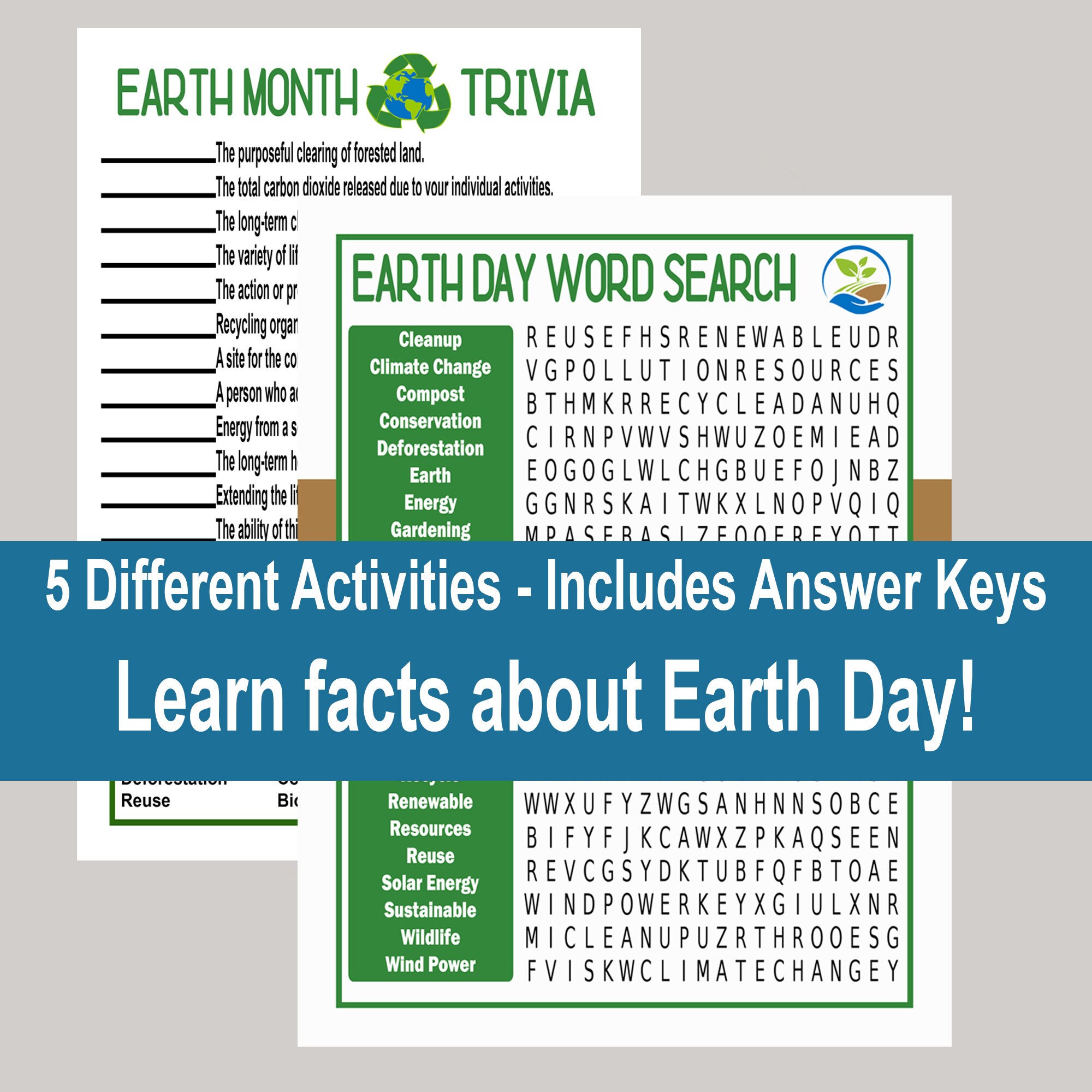 Earth Day Trivia Games Printable Earth Day Quiz Earth Day - Etsy