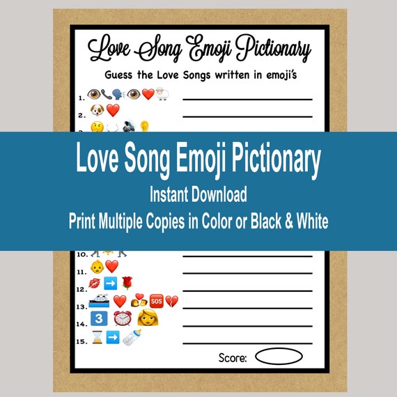 Love Song Emoji Pictionary Game Emoji Bridal Shower - Etsy UK
