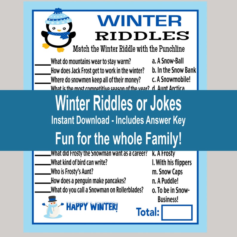 Winter Riddles Game, Winter Party School Games, 2023 Winter Carnival ...