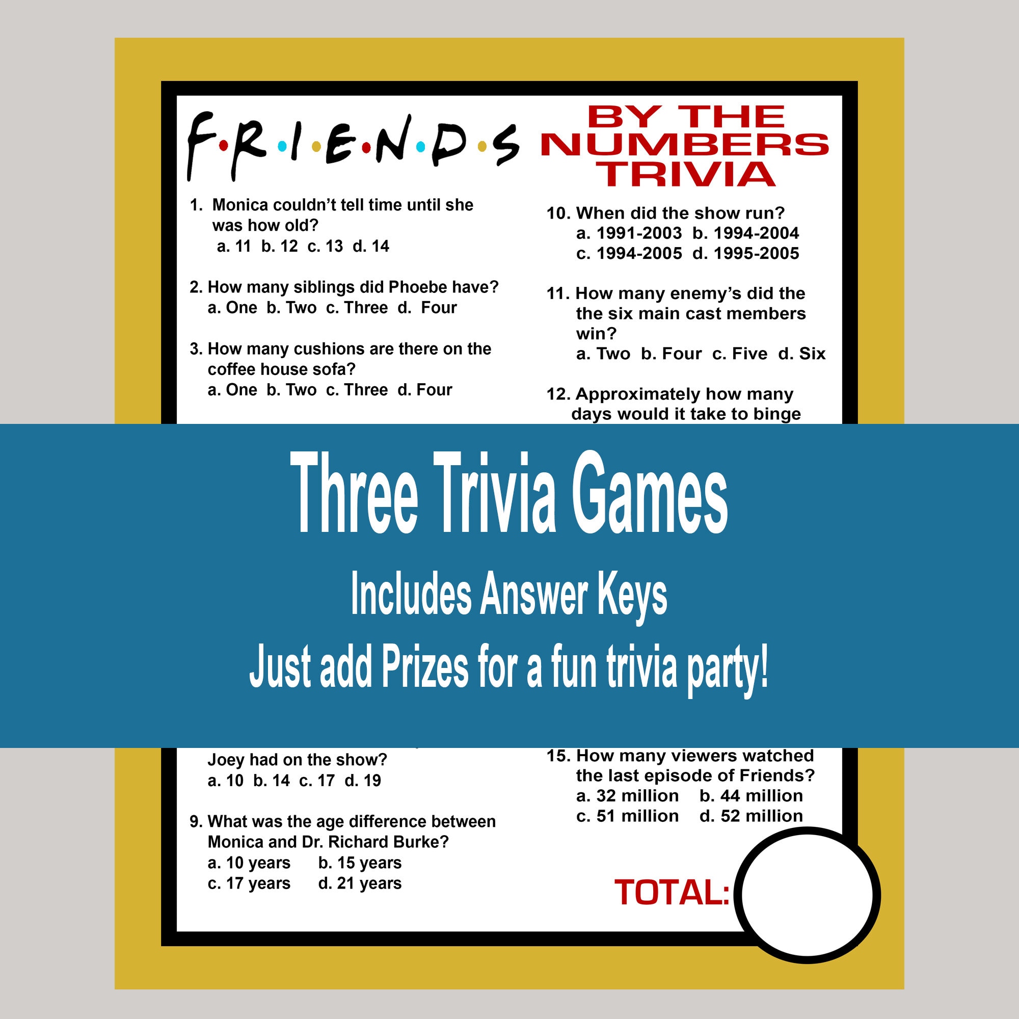 Friends TV Show Trivia, Friends Quiz, Friends Birthday Party, Friends ...