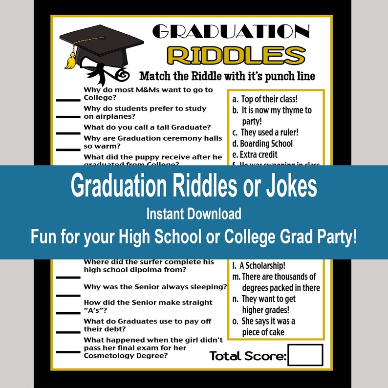Graduation Games, Graduation Jokes or Riddles, High School Graduation ...