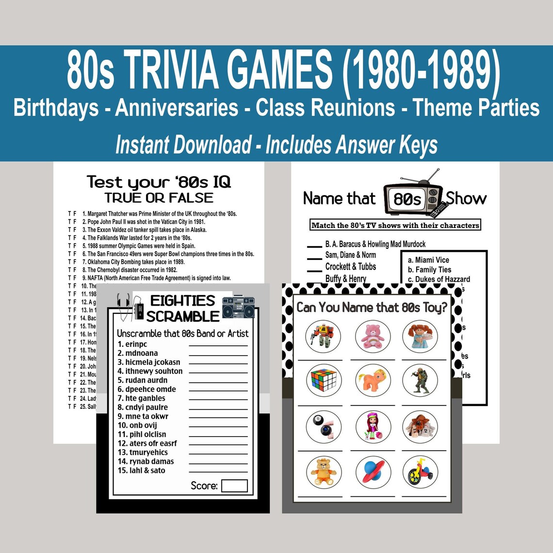 40th Birthday Games, 1983 Anniversary Games, 1983 Birthday Games, 80s ...