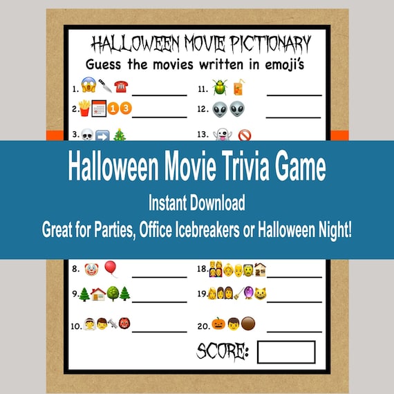 Halloween Movie Emoji Pictionary Game Halloween Trivia Game | Etsy