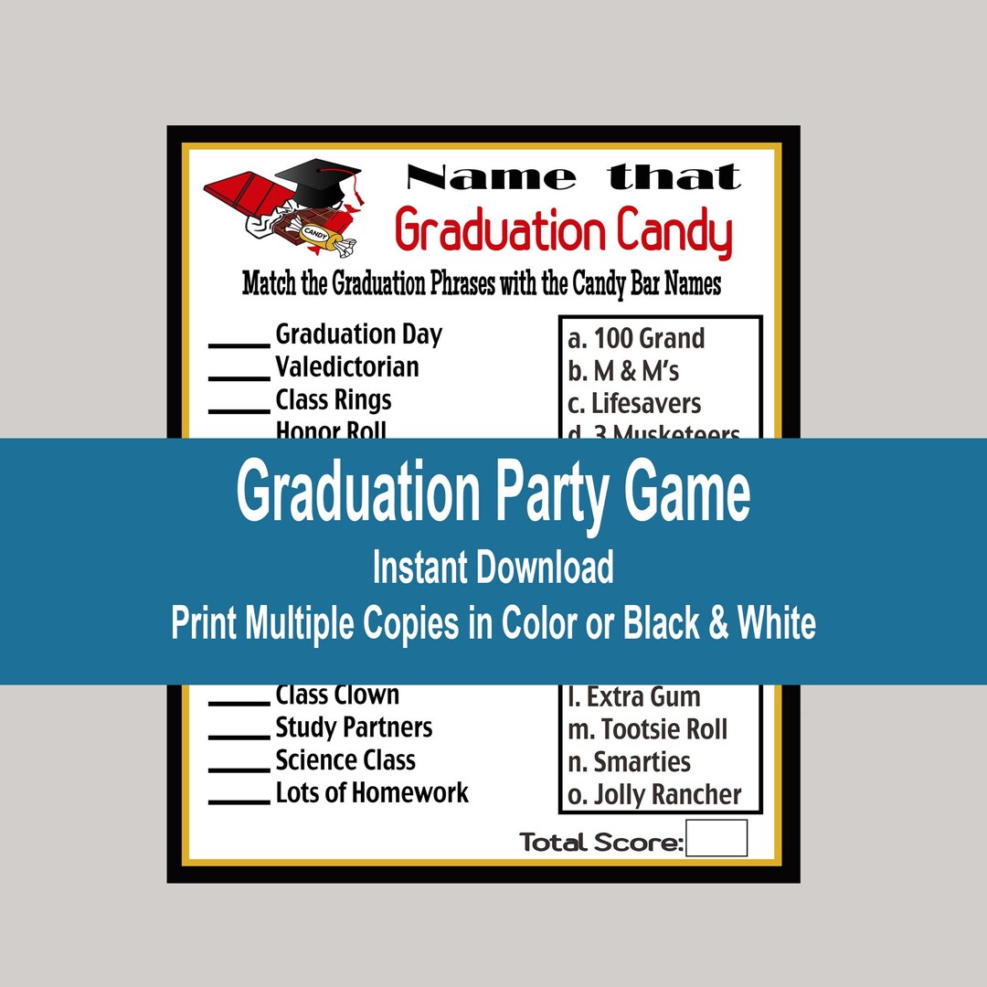 Graduation Games, Graduation Candy Trivia Game, Teen Party Games, 2021 ...