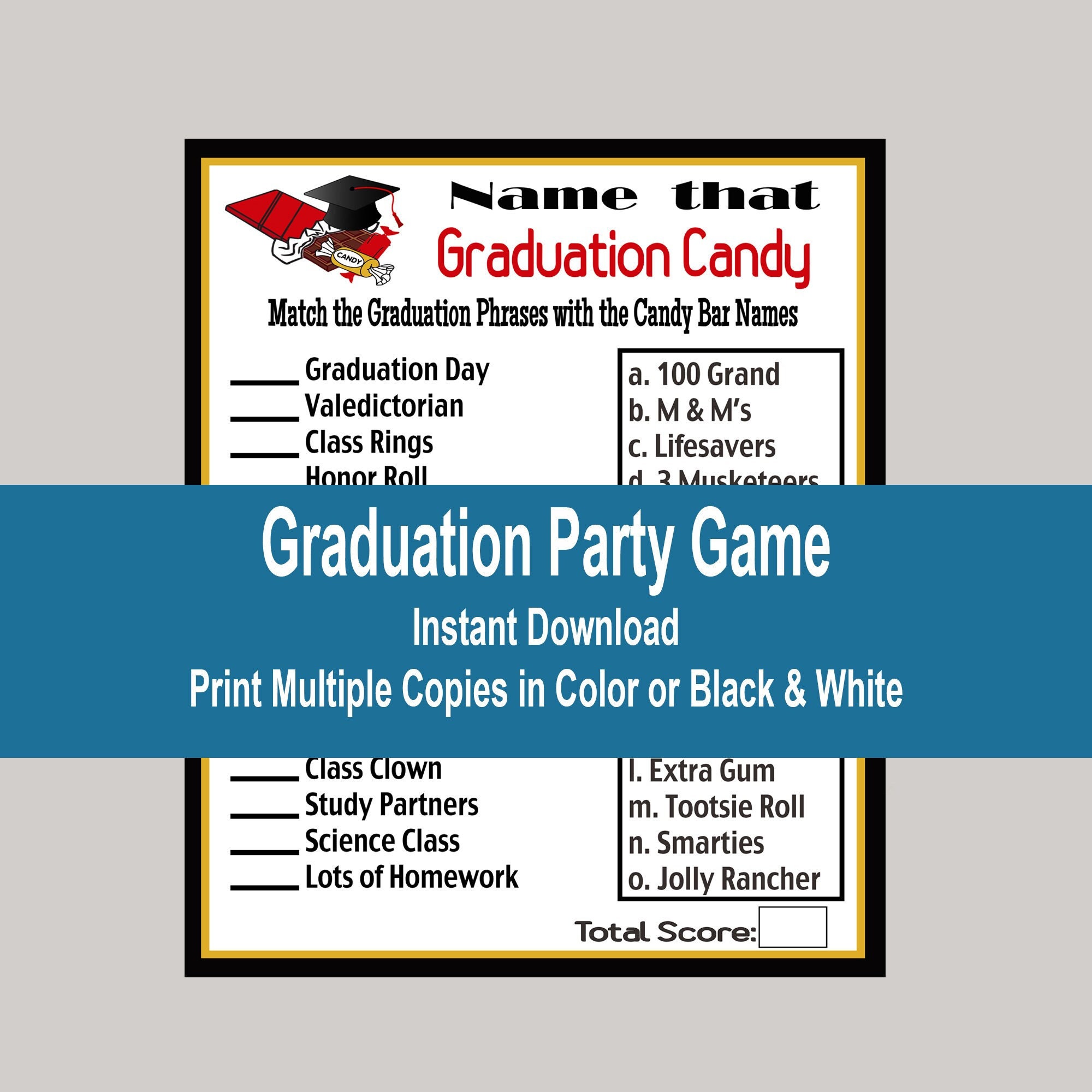 Graduation Games, Graduation Candy Trivia Game, Teen Party Games, 2021 ...