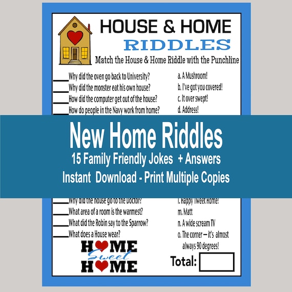 Housewarming Games Housewarming Riddles Housewarming Jokes - Etsy