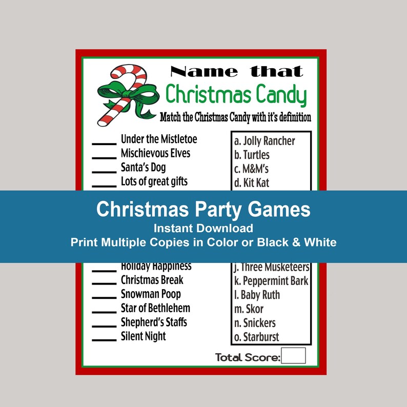 Christmas Trivia Candy Game, Tween Christmas Games, Adult Party Game ...