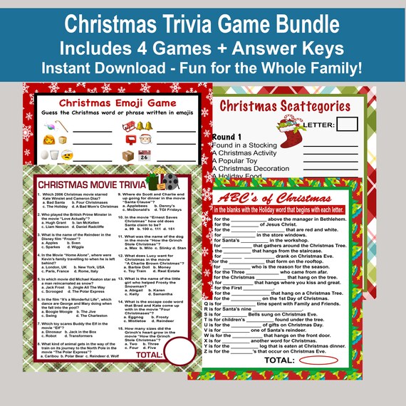 Christmas Game Bundle Christmas Trivia Zoom Games Adult | Etsy