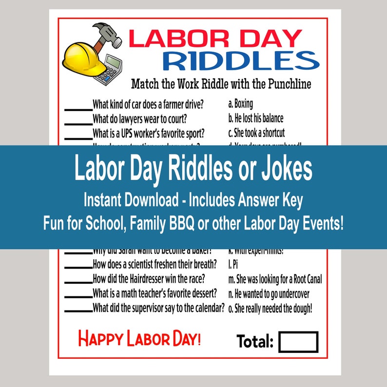 Labor Day Games, Labour Day Games, Labor Day Jokes or Riddles, School ...
