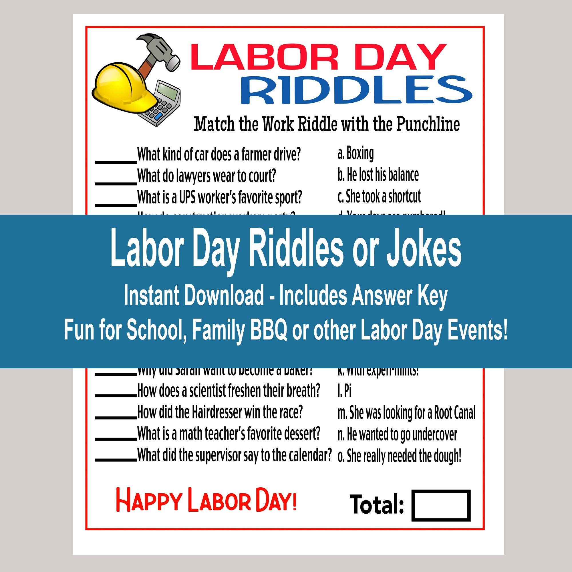 Labor Day Games, Labour Day Games, Labor Day Jokes or Riddles, School ...