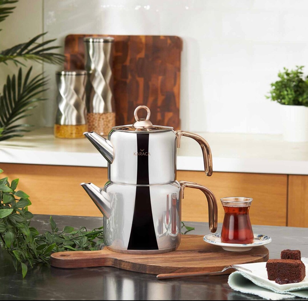 Stainless Steel Teapot Set, Turkish Tea Pot, Tea Kettle, Self-strainer ...