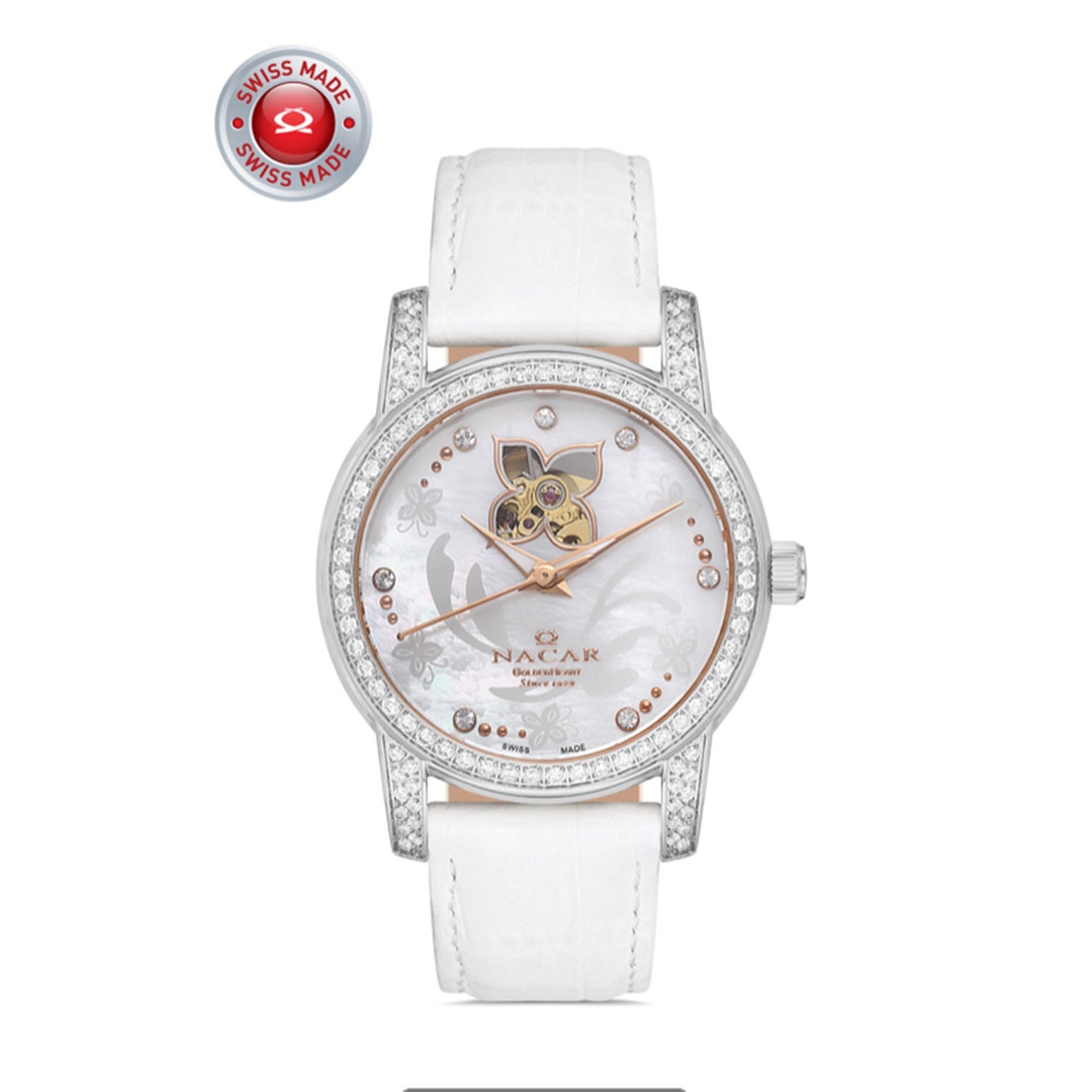 Nacar Watch, Nacar Women Watch, Nacar Wrist Watch, White Leather Watch ...