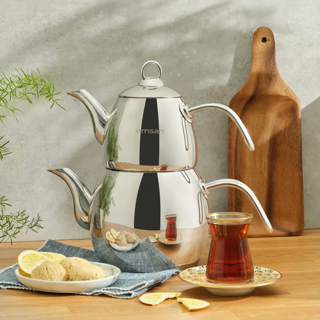 Stainless Steel Teapot Set, Turkish Tea Pot, Tea Kettle, Self-strainer ...