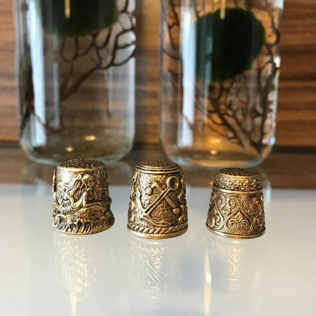 Bronze Thimble Collectible Cute Animal Thimble Mermaid Anchor Hearts ...