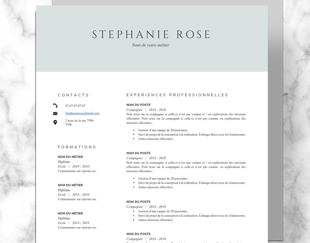 CV Design Template, Modern, English & French / - Etsy