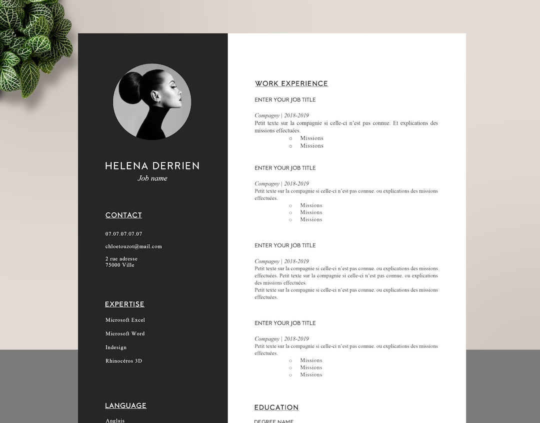 CV français moderne design / Modern luxury resume template . - Etsy France