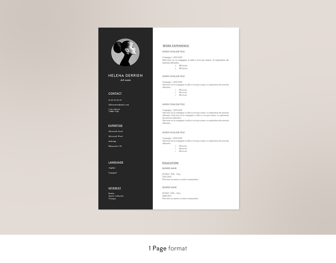 CV français moderne design / Modern luxury resume template . - Etsy France