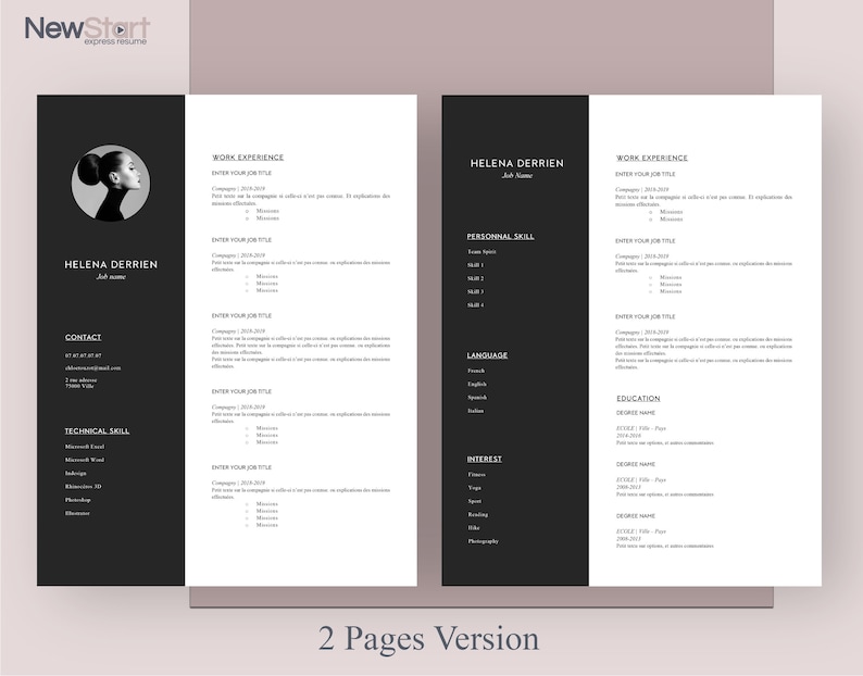 CV français moderne design / Modern luxury resume template . | Etsy