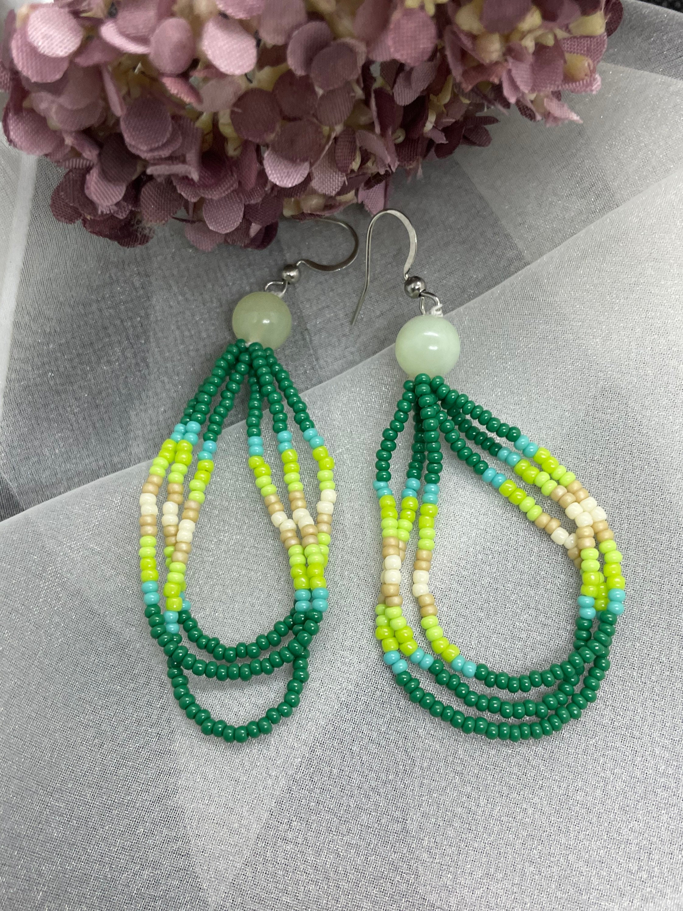 Multi-colored Earrings Handwoven Earrings Beaded Earrings - Etsy