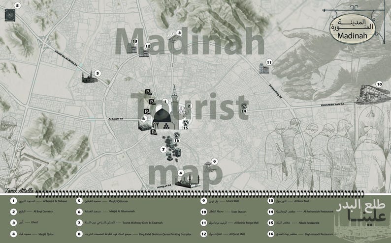 Saudi Arabia Madinah City Tourist Map - Etsy