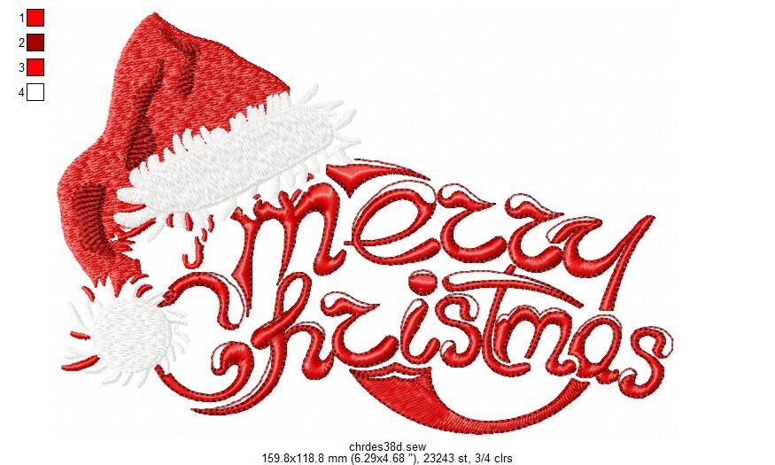Merry Christmas Machine Embroidery Design Embroidery | Etsy