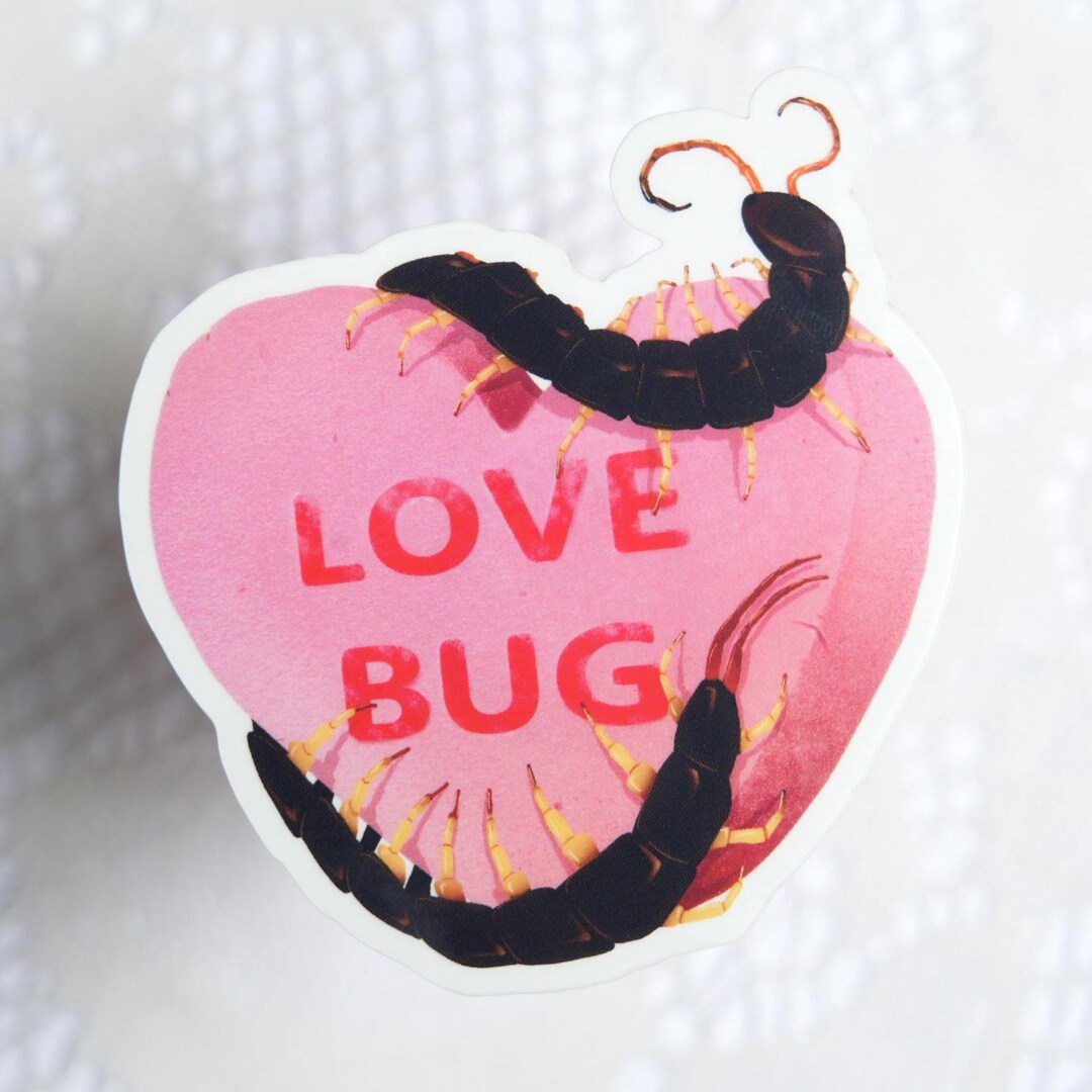 LOVE BUG Centipede Candy Heart Transparent Clear Vinyl Sticker - Etsy